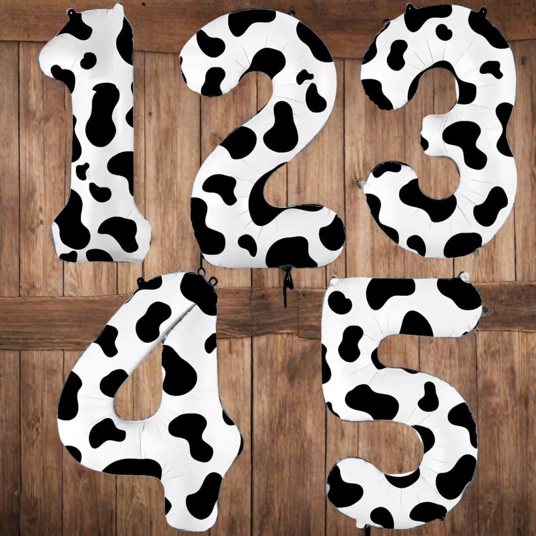 40 Giant Cow Print Number Balloons,cow Balloon Birthday Decorations ...