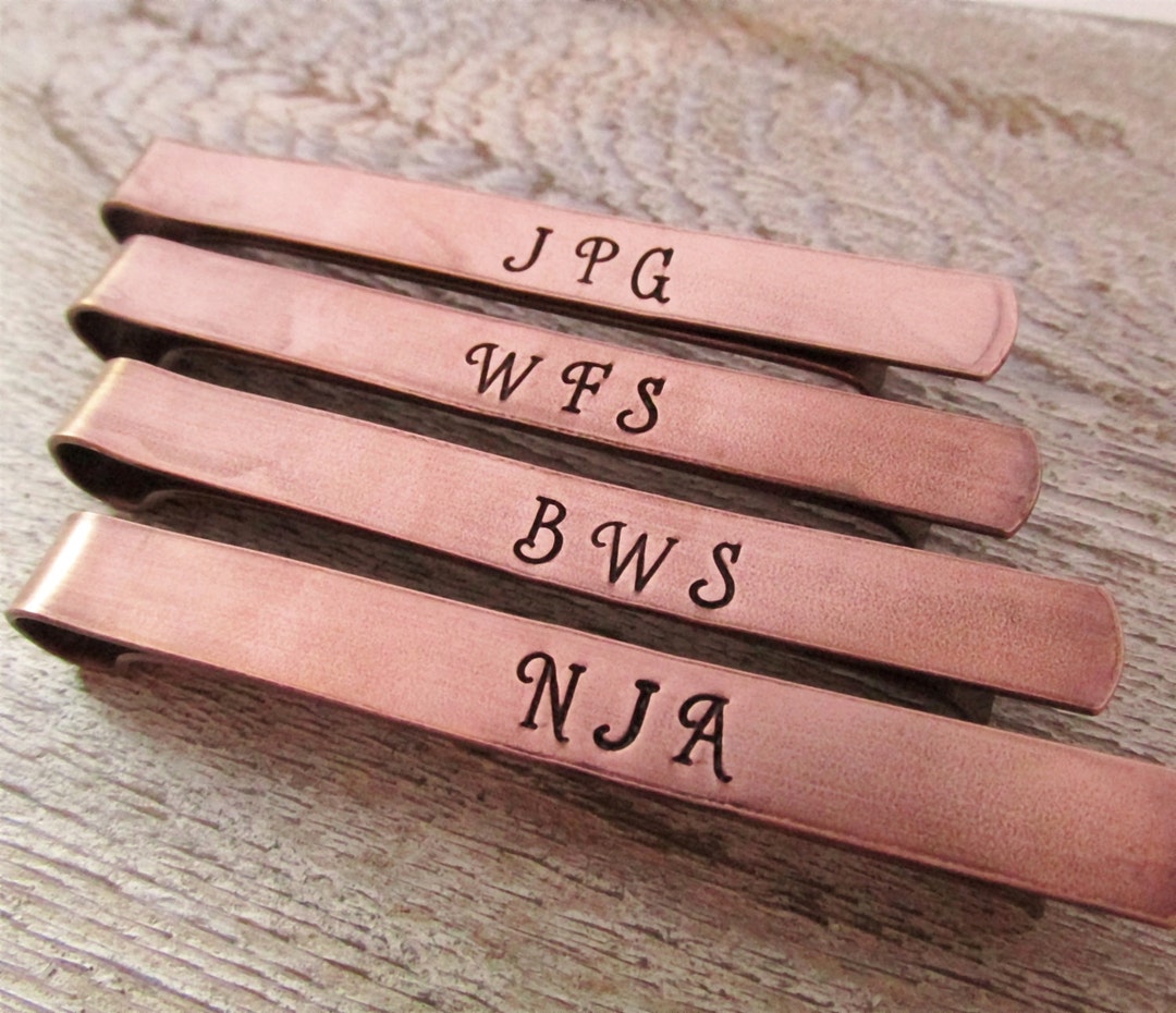 Groomsmen Tie Clips - Set of 12 - Personalized Men's Tie Bar ...