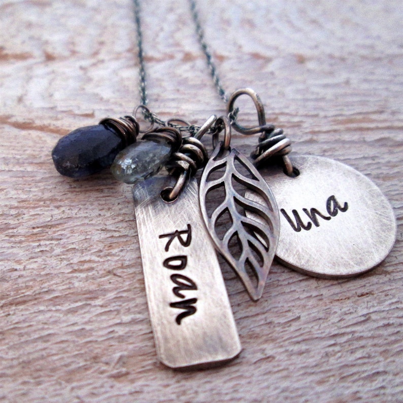 Gift for Mom Family Necklace Hand Stamped Jewelry | Etsy