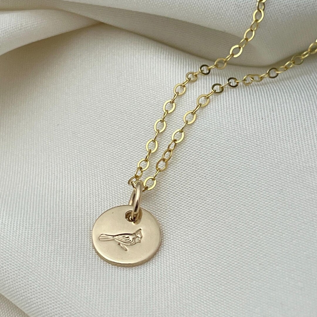 Cardinal Necklace, Tiny Gold Necklace, Minimalist Charm Necklace, Bird ...