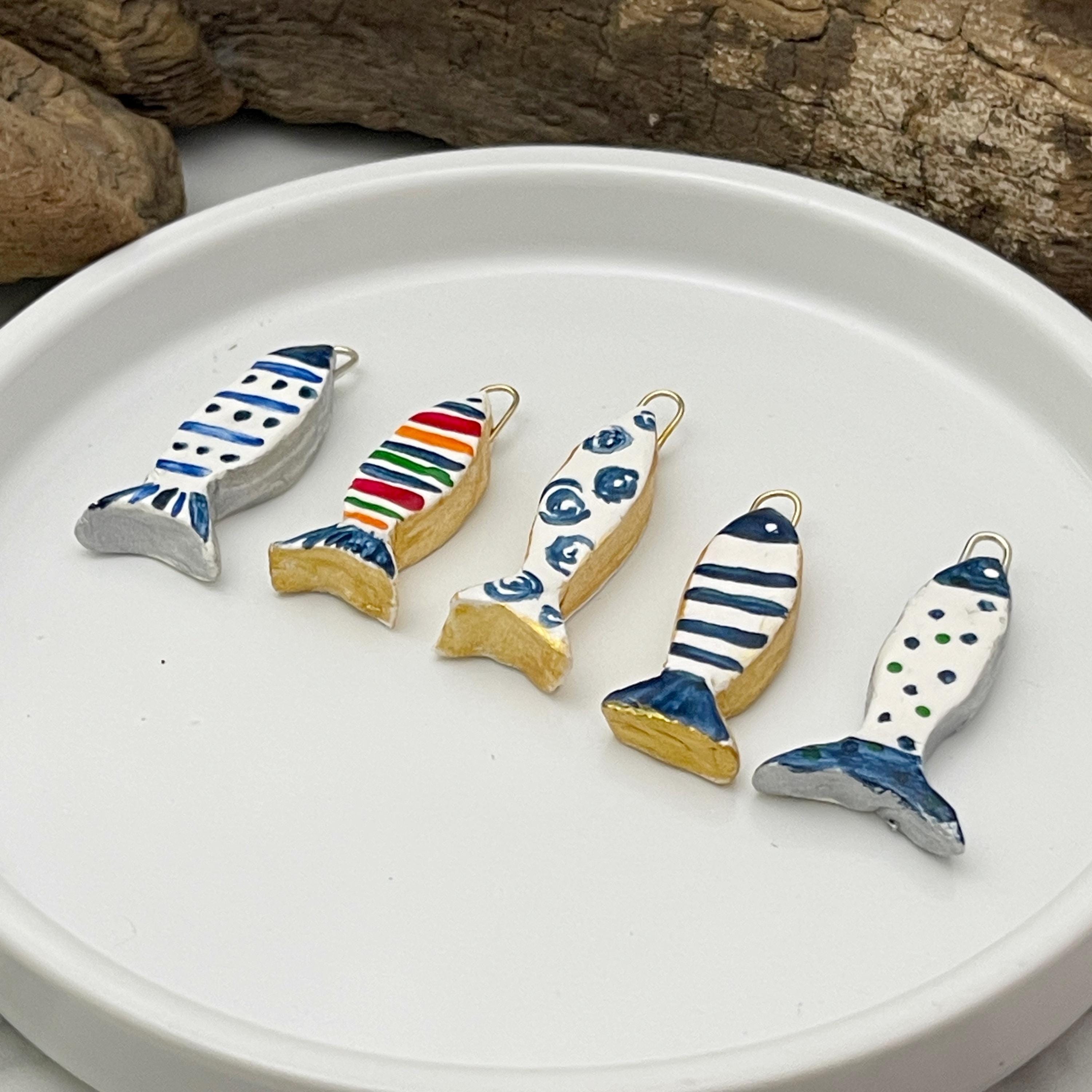Handmade, Handpainted Clay Fish Charm, Colorful Charms, Add a Charm for ...