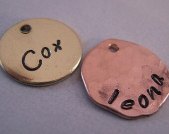 Hand Stamped Brass or Copper Rectangle Tag | Etsy