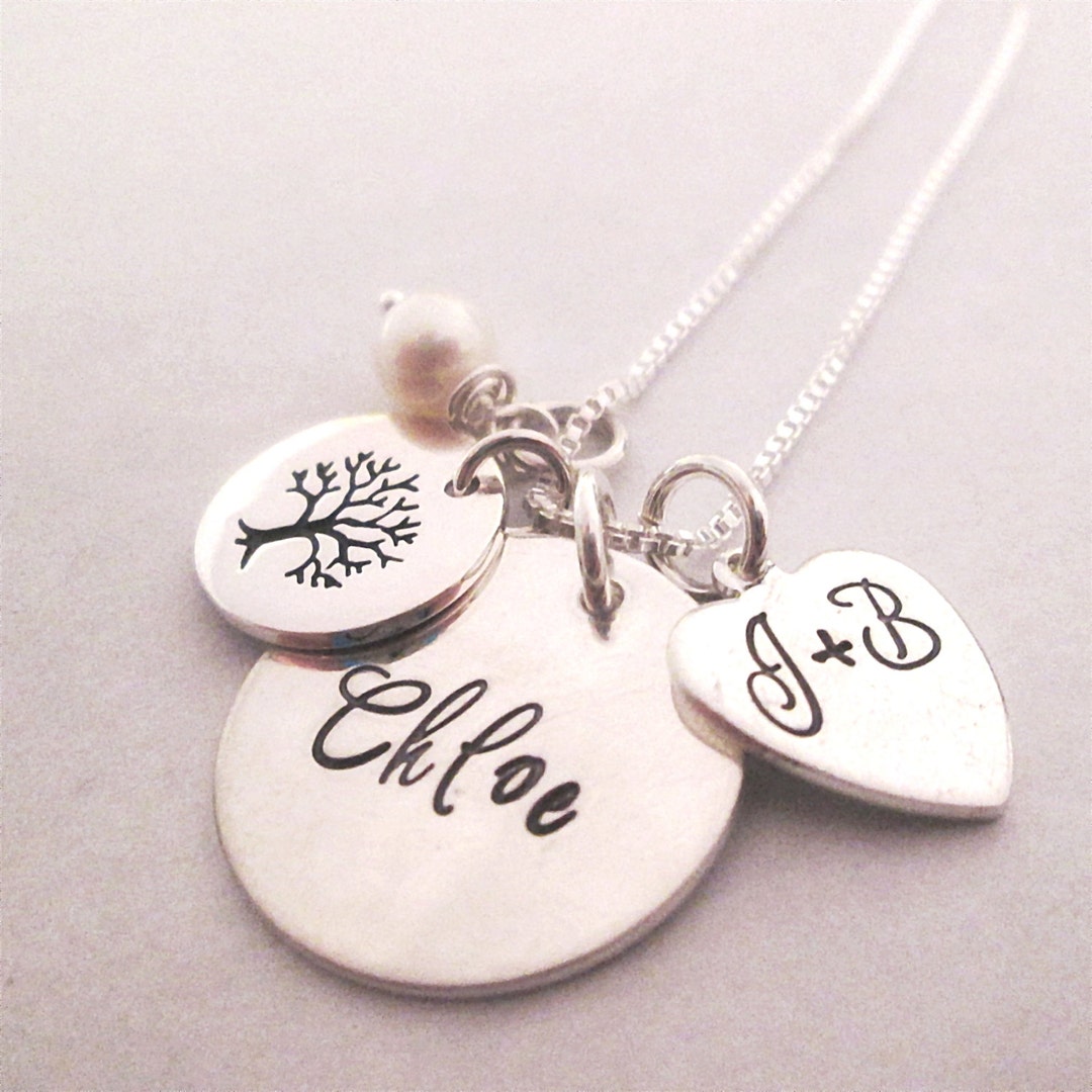 Little Family Necklace - Hand Stamped Necklace - Personalized Necklace ...