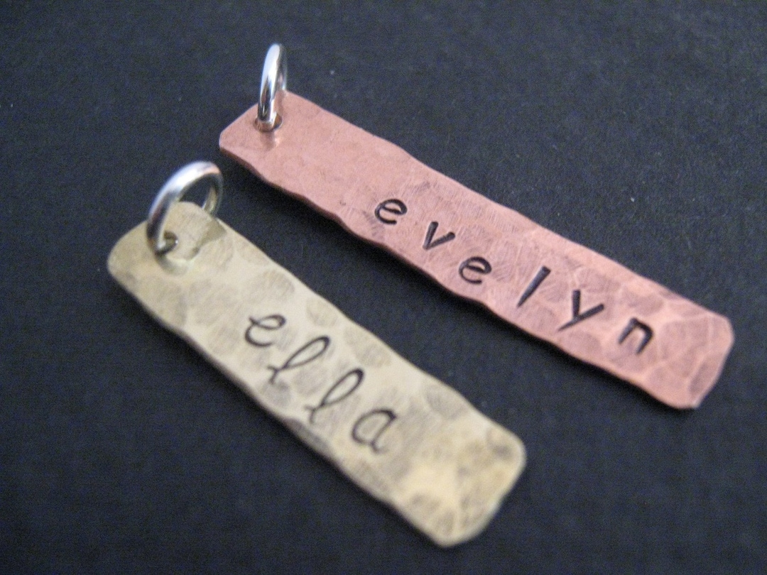 Hand Stamped Brass or Copper Rectangle Tag - Etsy