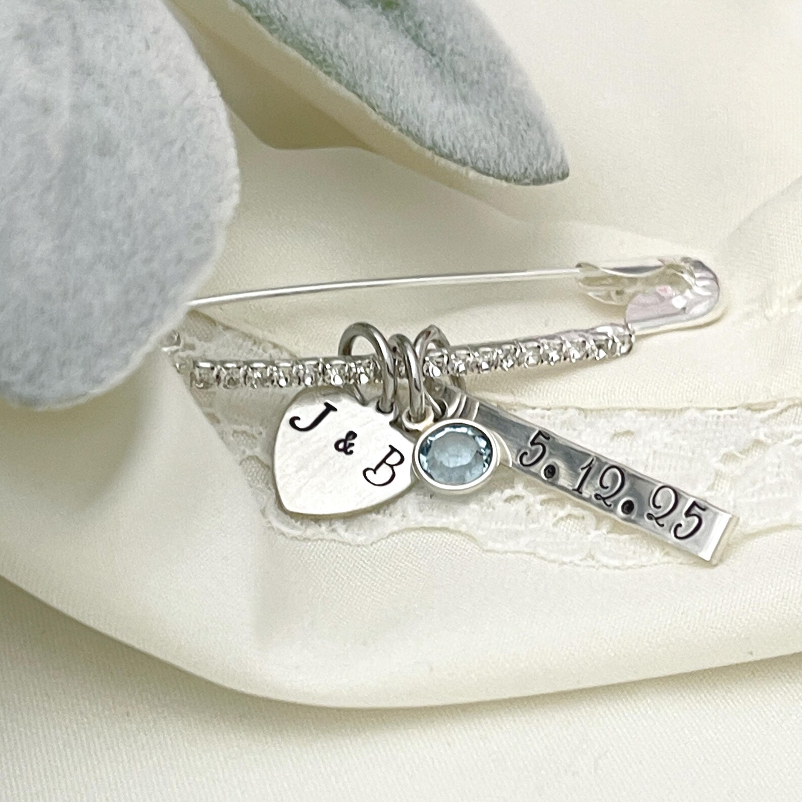 Personalized Gift for Bride, Something Blue Bridal Charm Pin, Custom ...