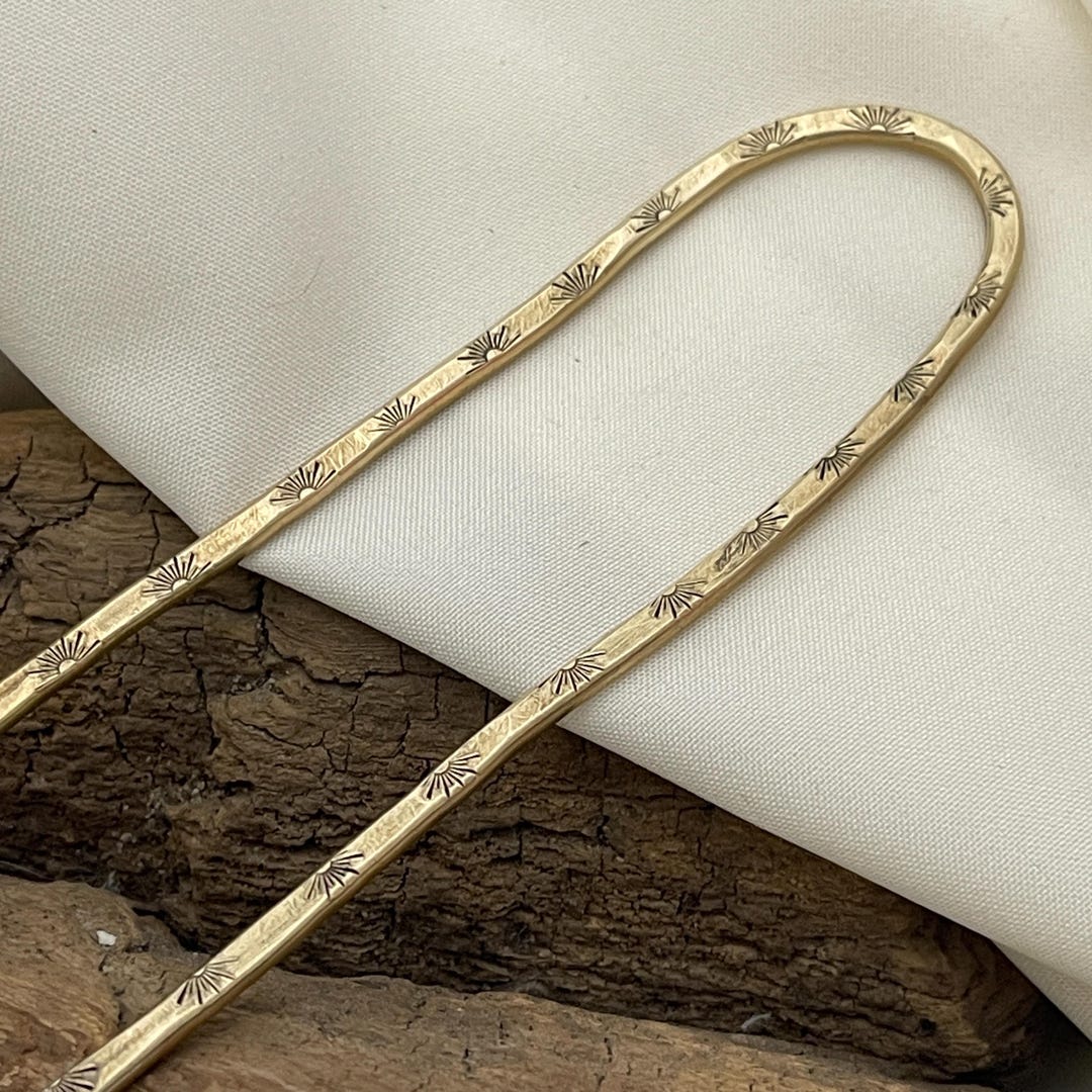 Hammered Brass Hair Pin, Minimalist Hair Accessories, Sunshine Hair ...