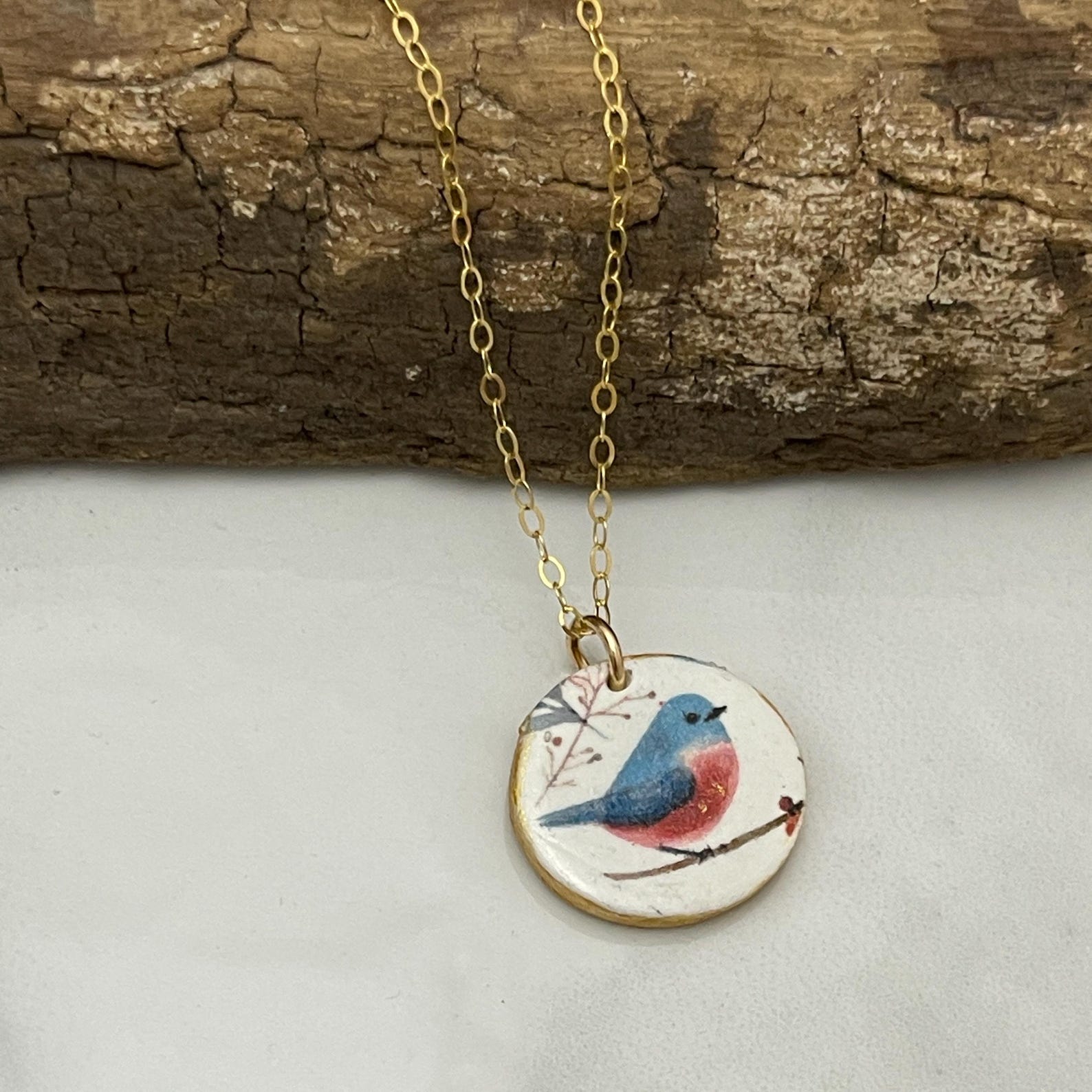 Bluebird Necklace, Bird Jewelry, Bird Lover Gift Dainty and Gold Charm ...