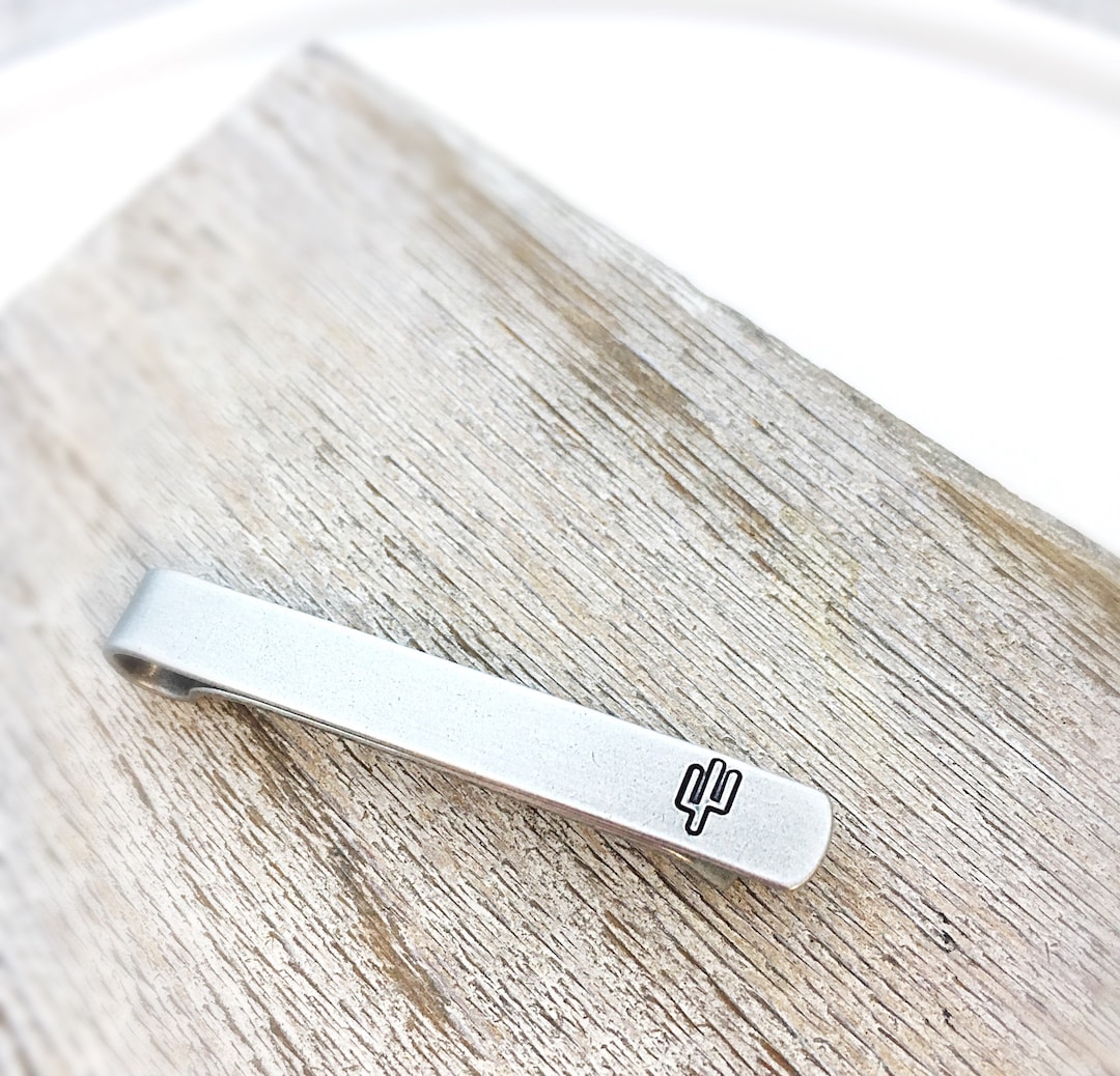 Cactus Tie Bar - Tie Clip - Hand Stamped Tie Clip - Graduation Gift for ...