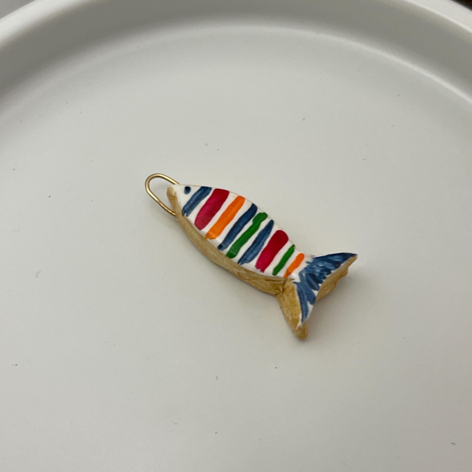 Handmade, Handpainted Clay Fish Charm, Colorful Charms, Add a Charm for ...