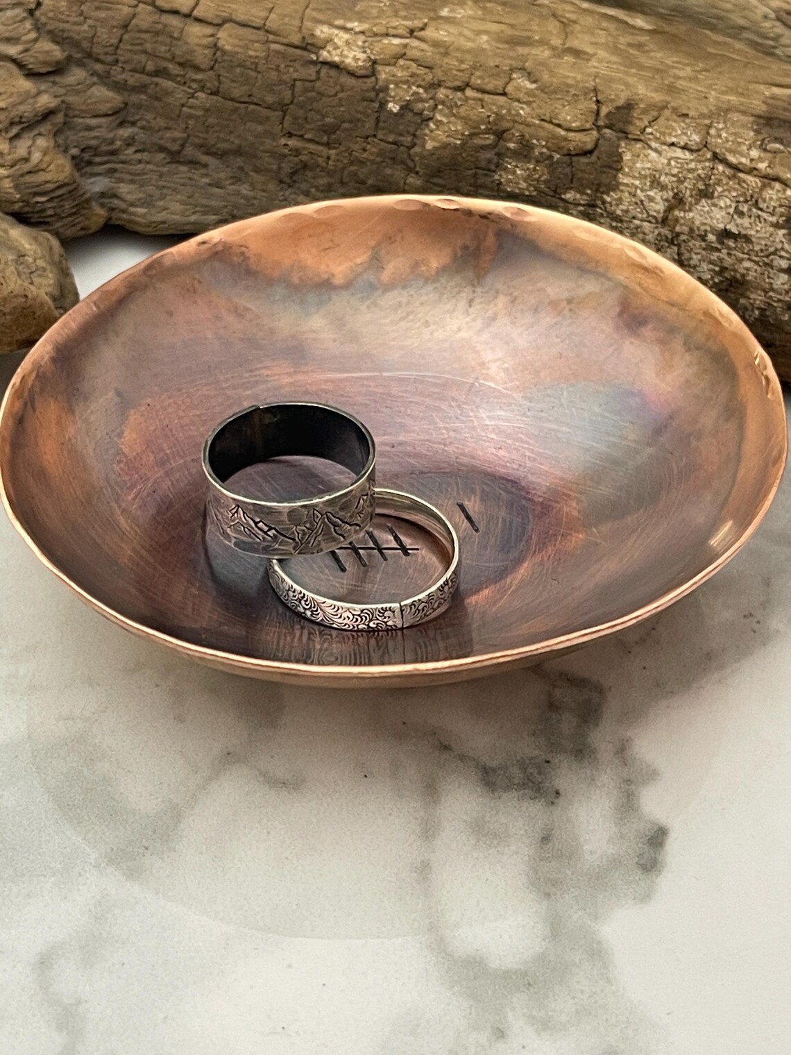 7th Anniversary Gift for Him, 7 Tally Marks, Copper Anniversary Ring ...