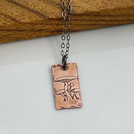 Mushroom Necklace Boho Jewelry. Woodland Jewelry Rustic Jewelry Hippie Jewelry Copper Jewelry Etsy