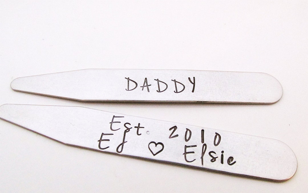 Hand Stamped Collar Stays - Daddy Gift - Stainless Steel Collar Stay ...