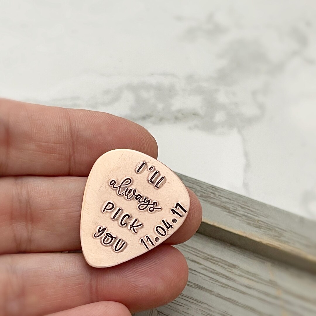 Personalized Copper Guitar Pick, 7 Year Anniversary Gift, I'll Always ...