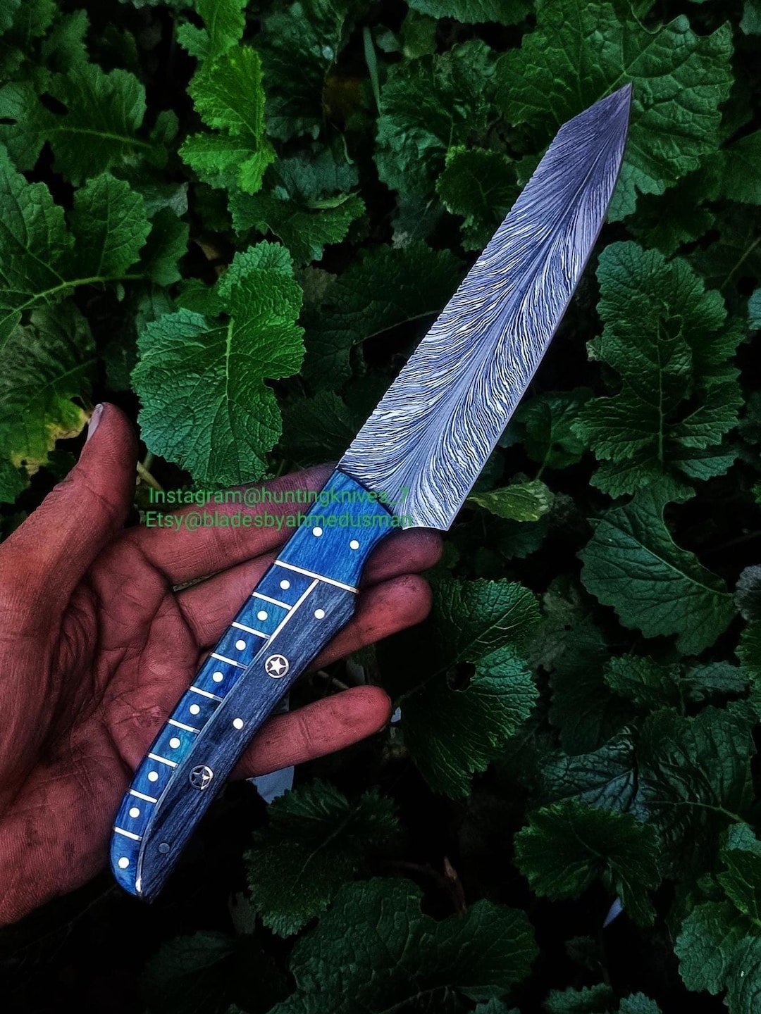 Feather Pattern Damascus Knife/ Damascus Knife/chef Knife - Etsy