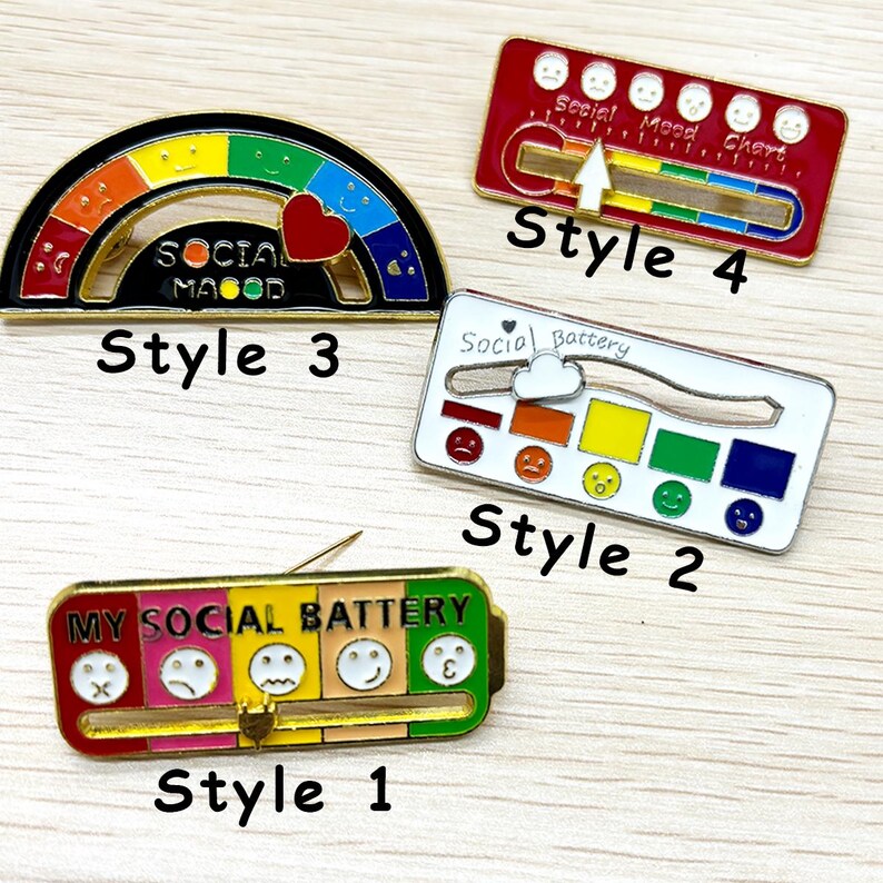 Social Mood Chart Pin, Mood Tracker Sliding Enamel Pin, Interactive ...