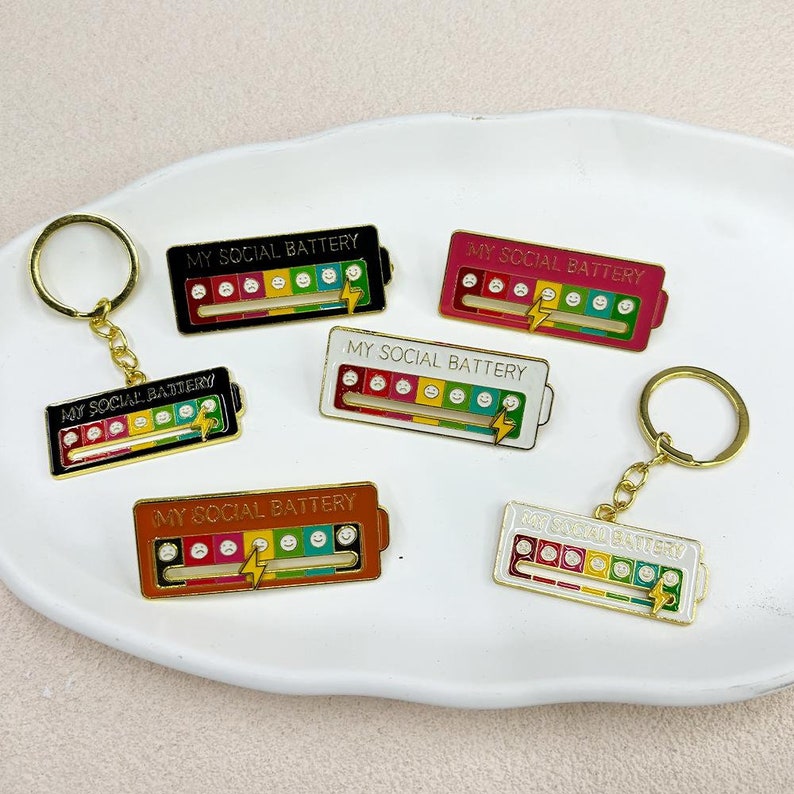 My Social Battery Sliding Enamel Pin, Interactive Enamel Pin, Gift for ...