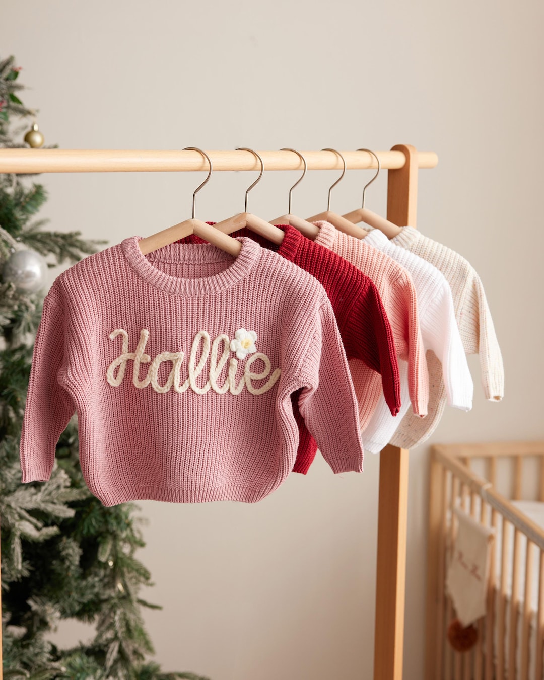 Custom Christmas Baby Name Sweater: Personalized Knit Crochet Gift ...