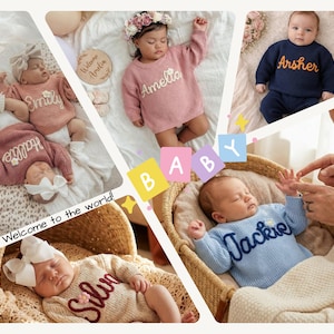 Custom Embroidered Baby Name Sweater: Personalized Knit Crochet Gift ...