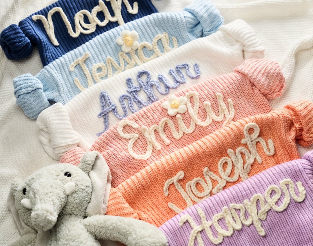 Custom Embroidered Baby Name Sweater, Personalized Baby Sweater ...