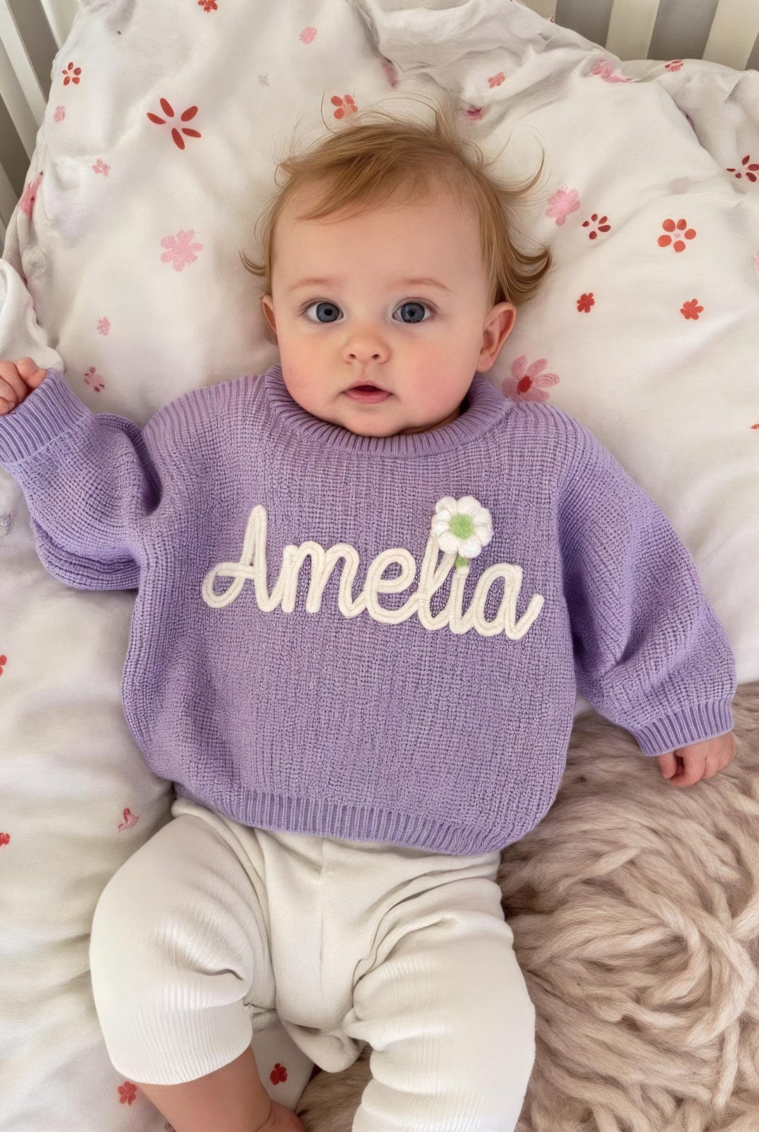 Custom Embroidered Baby Name Sweater: Personalized Knit Crochet Gift ...