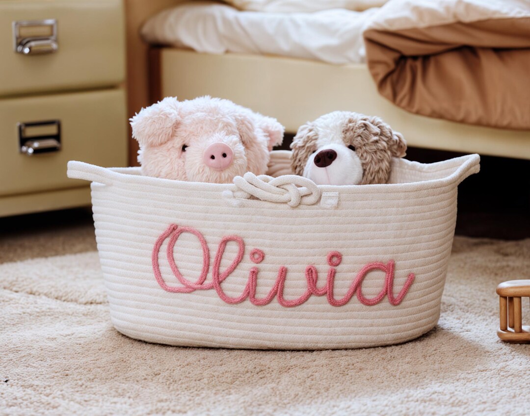 Custom Baby Shower Name Basket,personalized Baby Name Cotton Basket ...