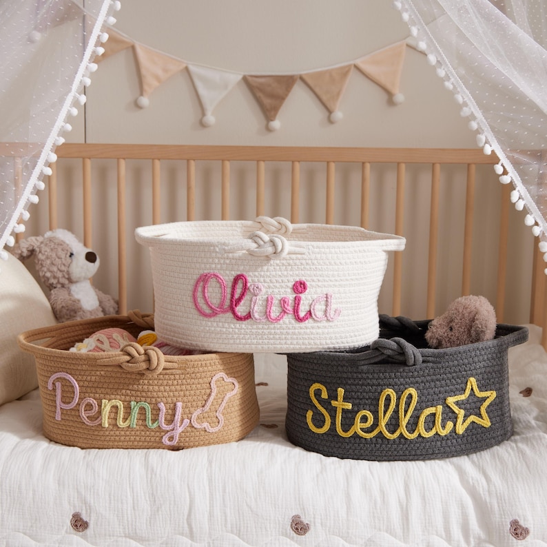Personalized Baby Name Basket: Cotton Rope Personalized Handmade Basket ...