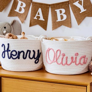 Custom Baby Shower Name Basket,personalized Baby Name Cotton Basket ...