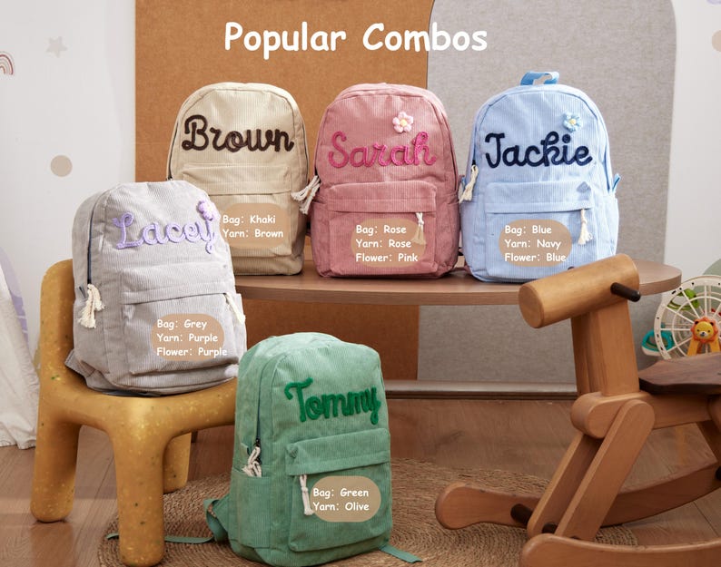 Custom Embroidered Name Backpack: Personalized School Bag - Etsy