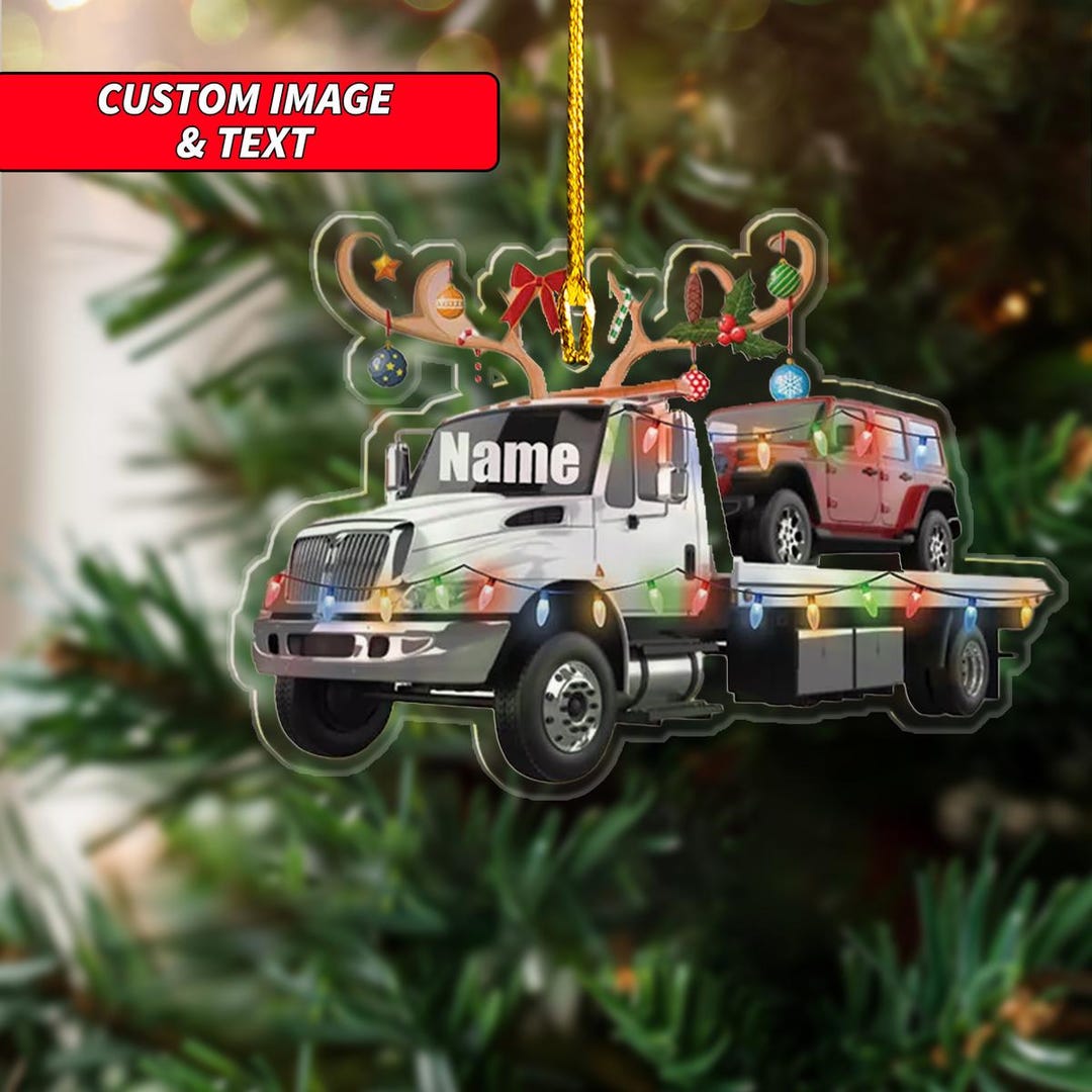 Personalized Tow Truck Christmas Ornament, Hook Truck Christmas ...