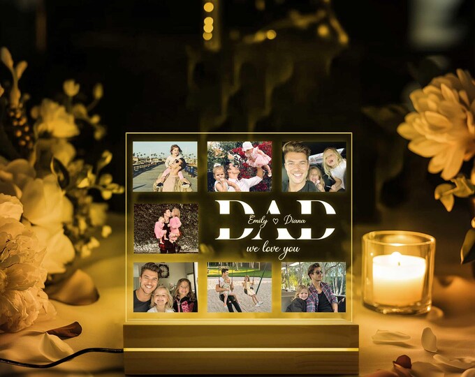 Personalized Photo Night Light Plaque, Photo Collage LED Light, Custom ...
