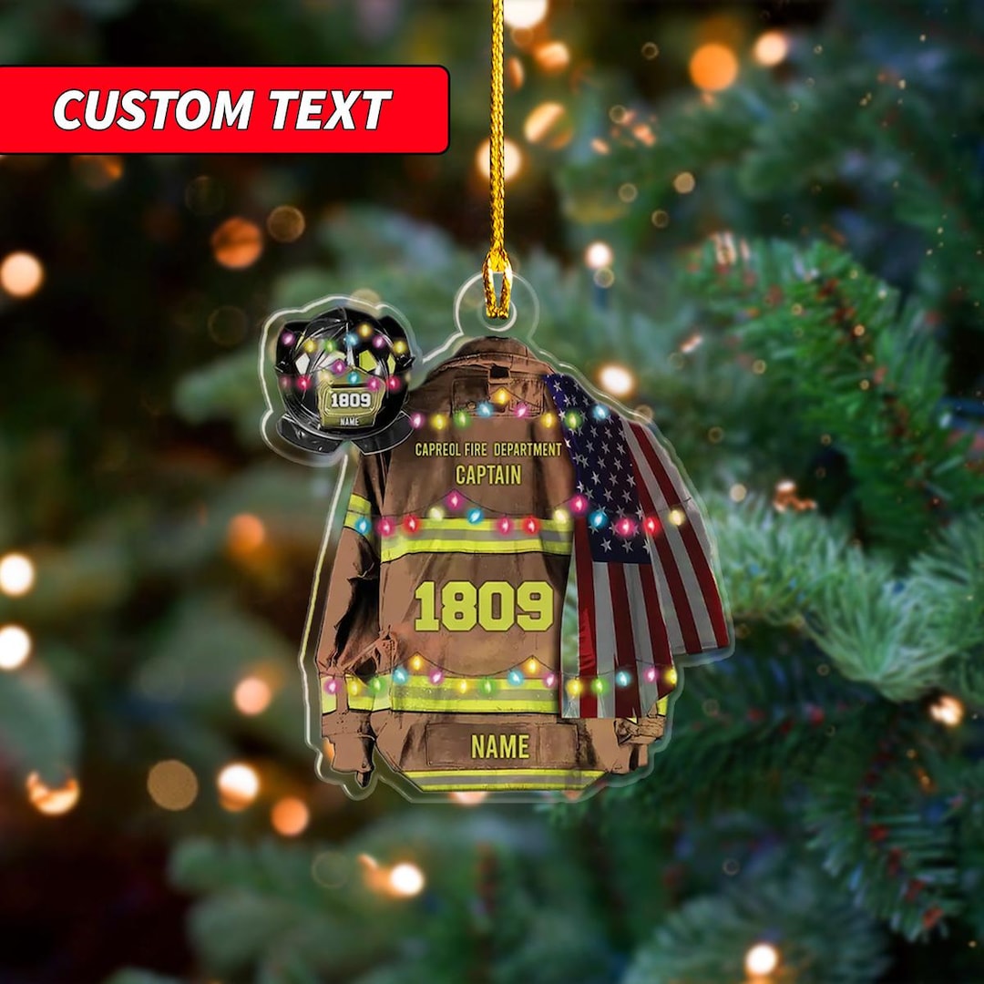Personalized Firefighter and Fire Extinguisher Christmas Ornament for ...