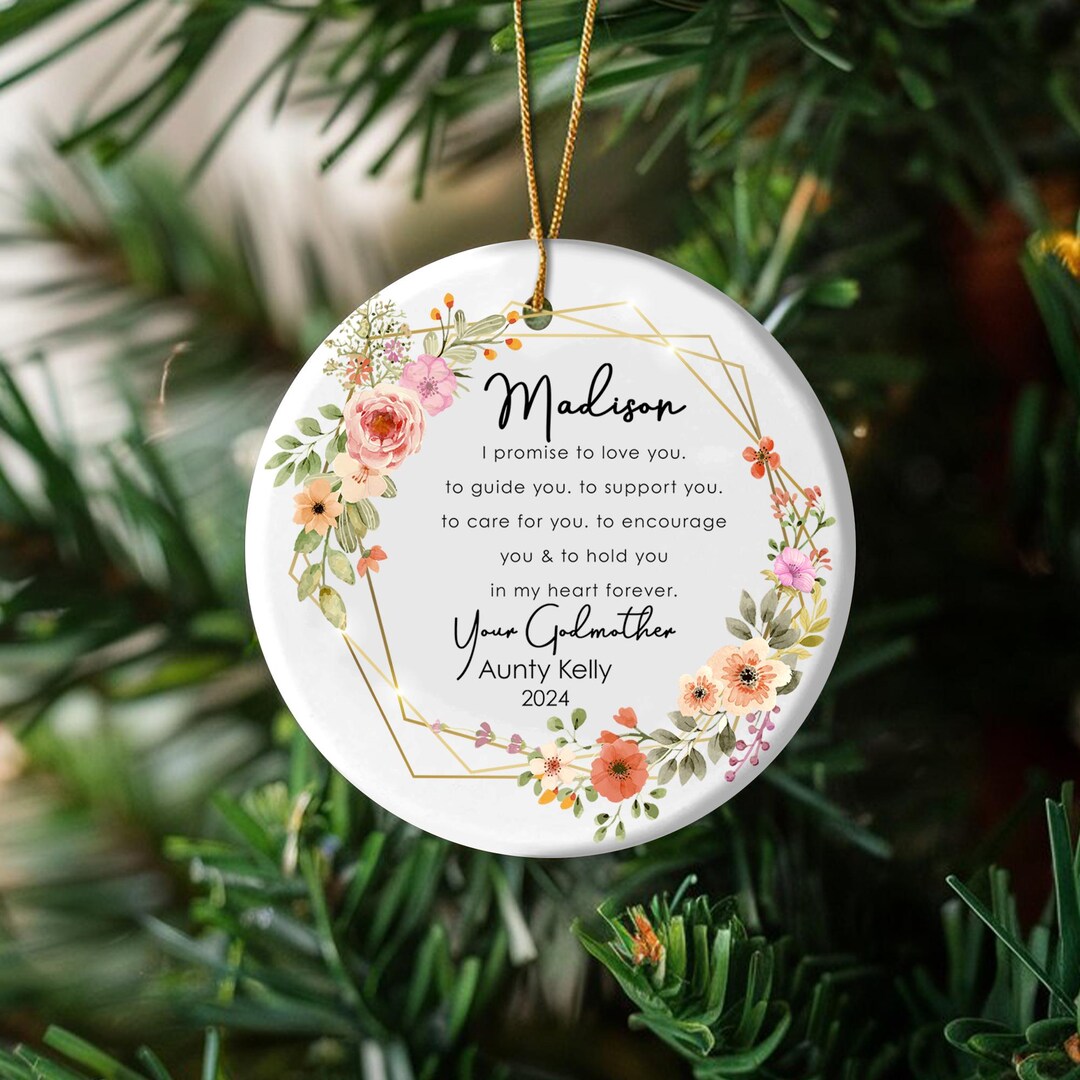 Personalised Promise to Godchild Christening Bauble, Custom Baptism ...