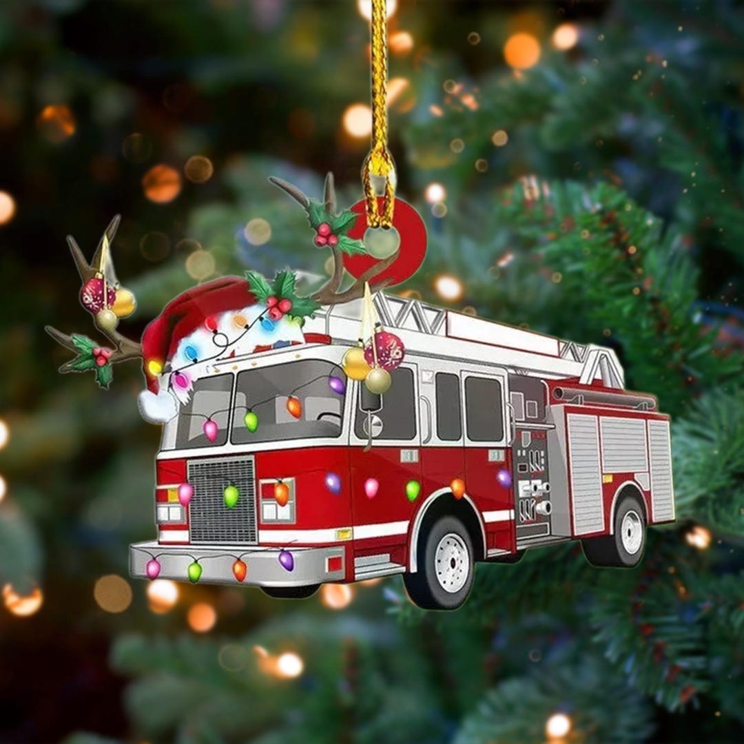 Custom Fire Truck Ornament, Personalized Fire Truck Ornament, Christmas ...