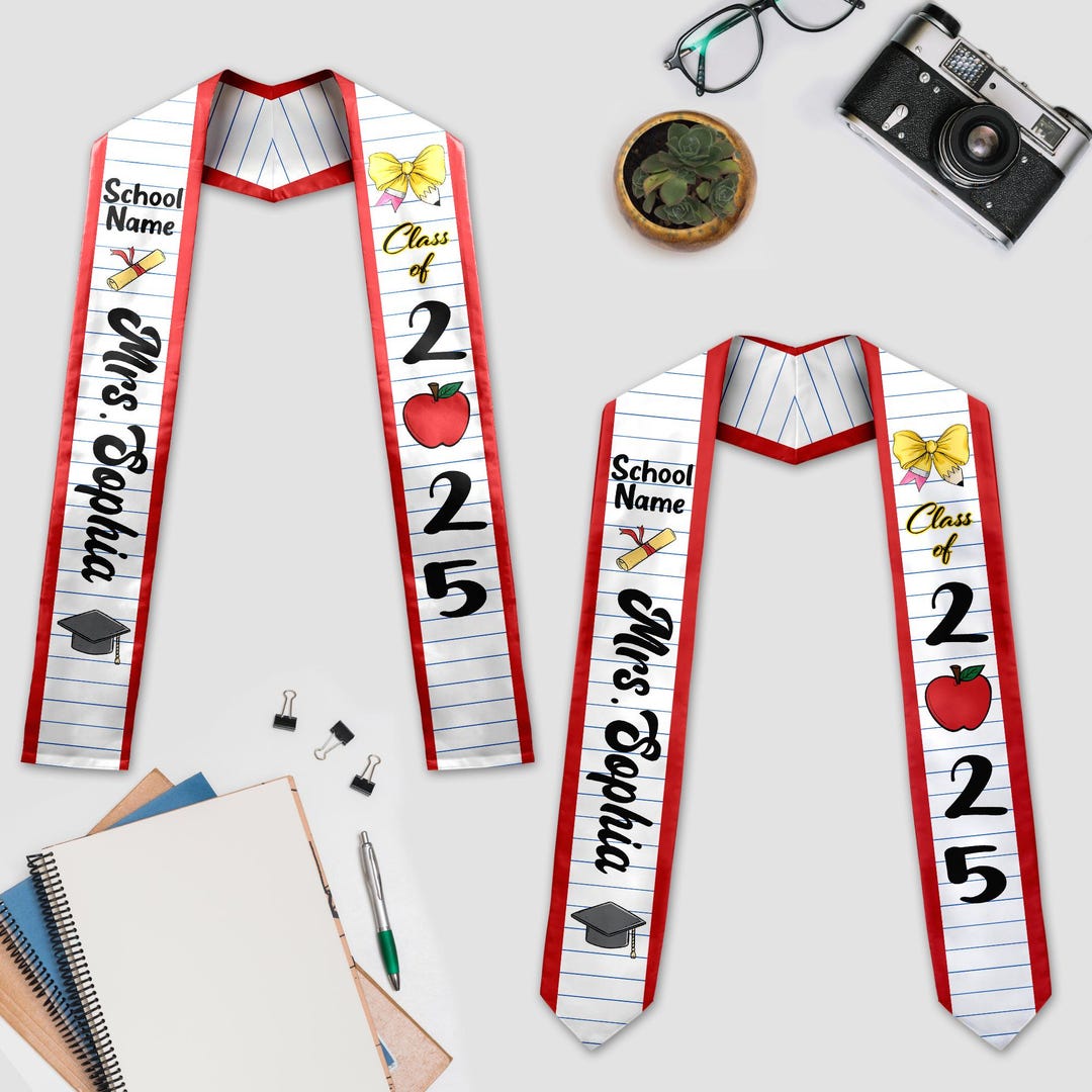 Personalized Teacher Graduation Stole Class of 2025, Custom Teacher ...