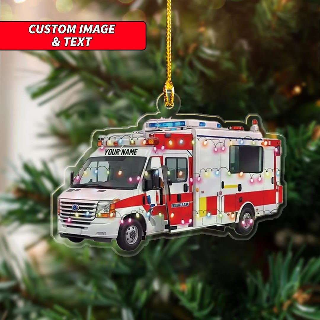 Personalized Ambulance Christmas Light Christmas Ornament, Emergency ...