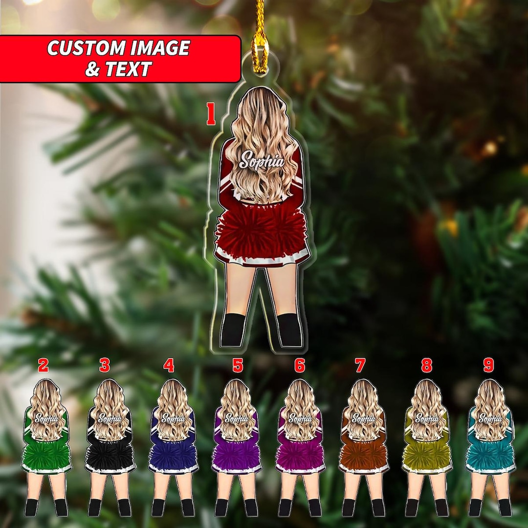 Personalized Cheerleader Girl Christmas Ornament, Custom Cheerleading ...