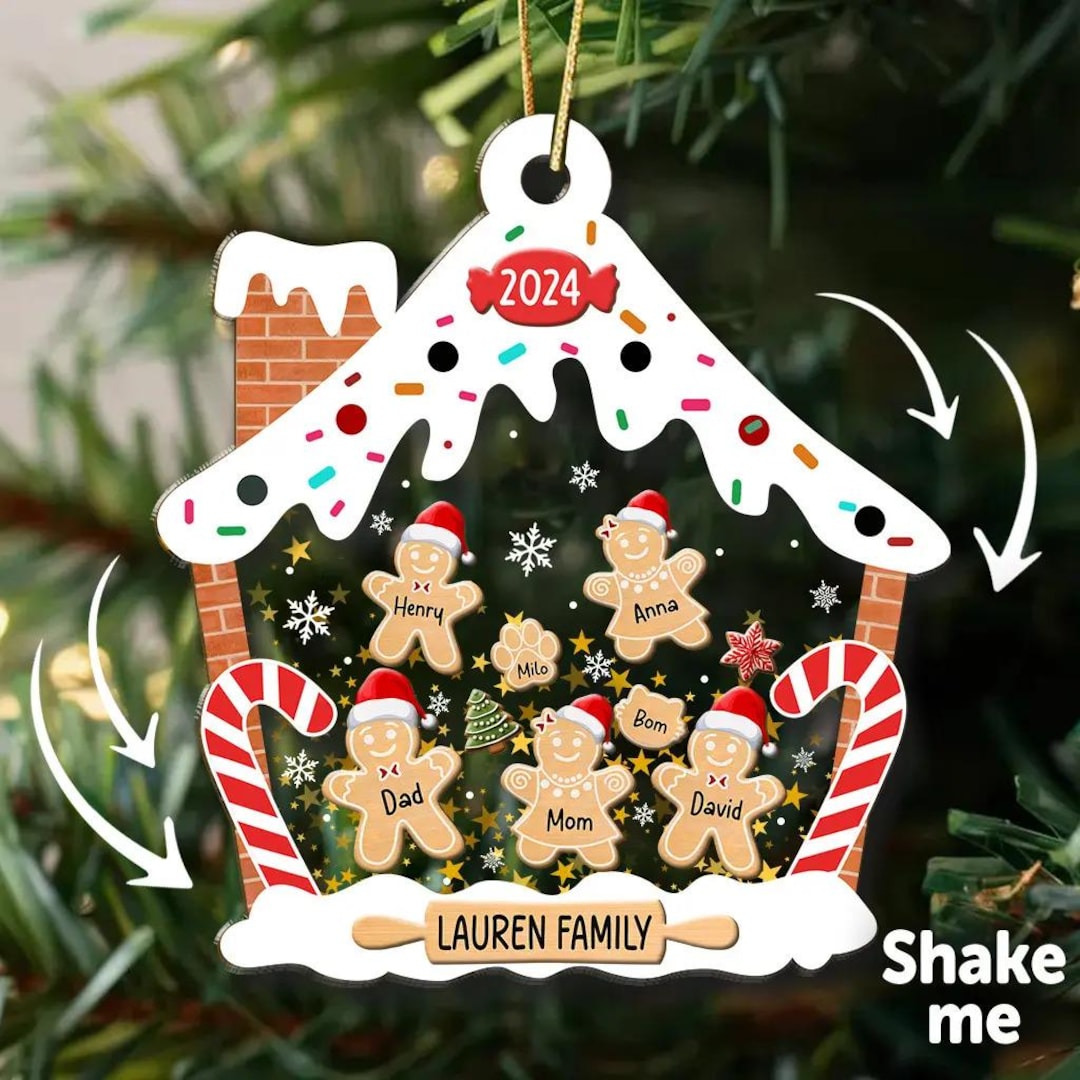 Personalized Gingerbread House Family Ornament 2024, Custom Gingerbread ...