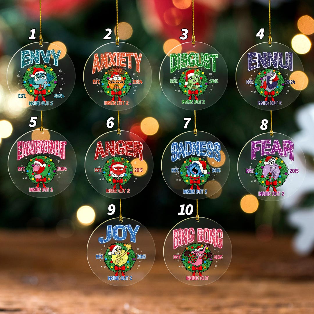 Inside Out Characters Est Year Transparent Christmas Ornament, Inside ...