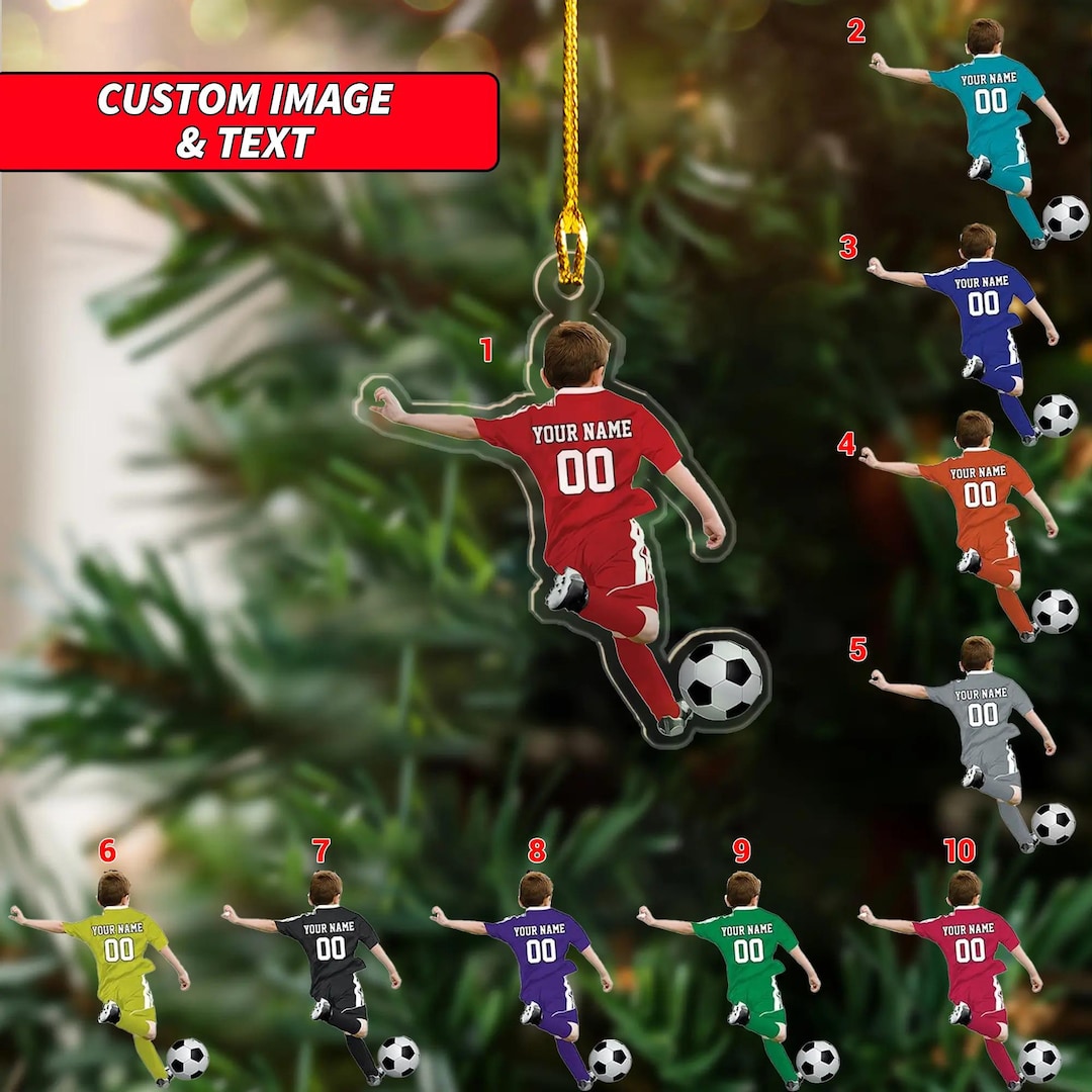 Personalized Soccer Player Ornament 2024, Custom Soccer Boy Ornament ...