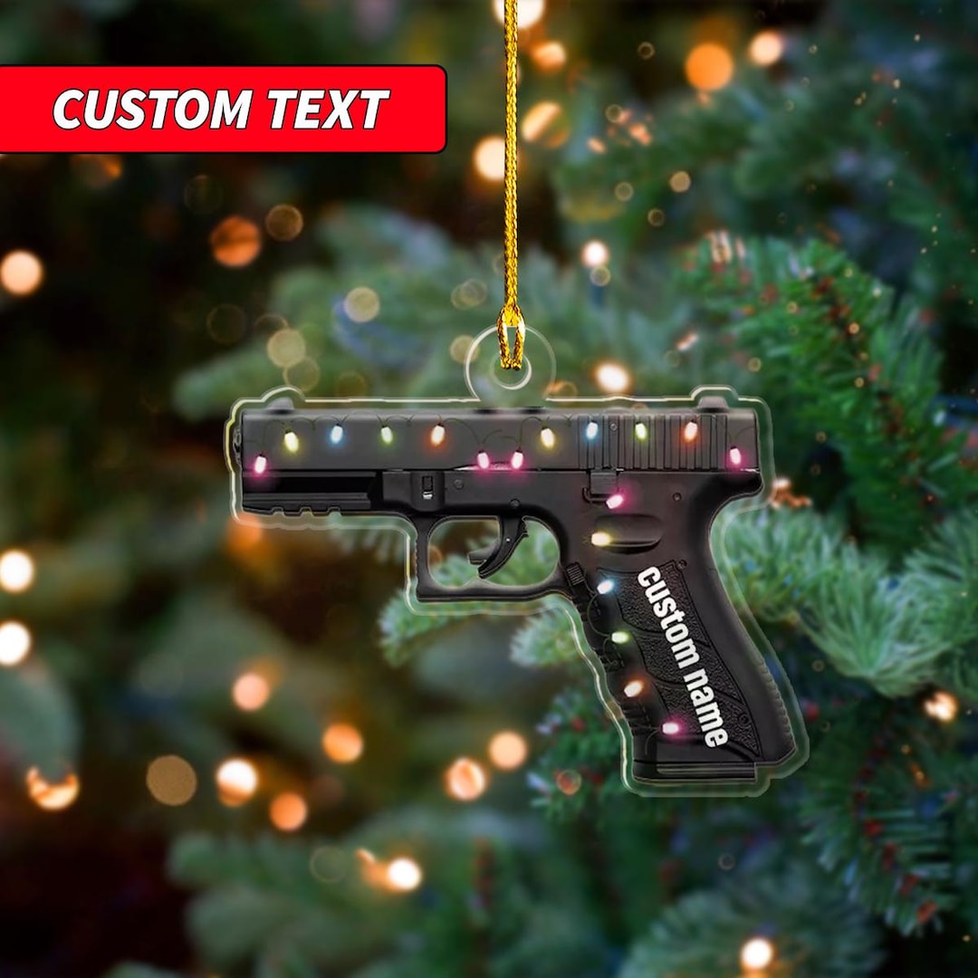 Personalized Gun Ornament, Run Christmas Ornament Black-gifts for ...