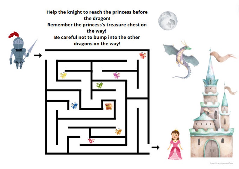 Kids Game Printable PDF Kids Labyrinth Game for Digital Game for ...