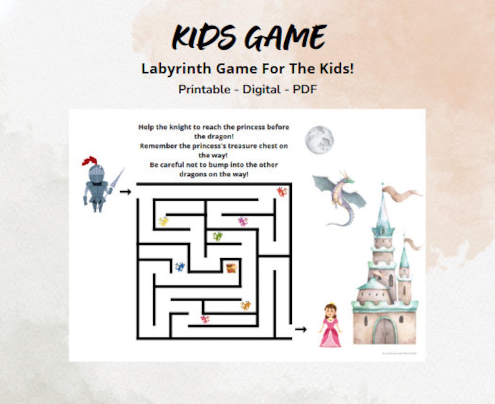 Kids Game Printable PDF Kids Labyrinth Game for Digital Game for ...