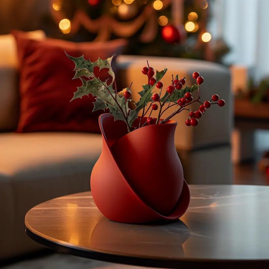 Twisted Ribbon Sculptural Vase Modern Abstract Centerpiece Home Decor ...