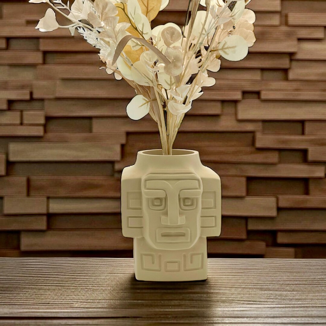 Mystic Totem Face Vase 3D Printed Tribal Decor for Dried Flowers ...