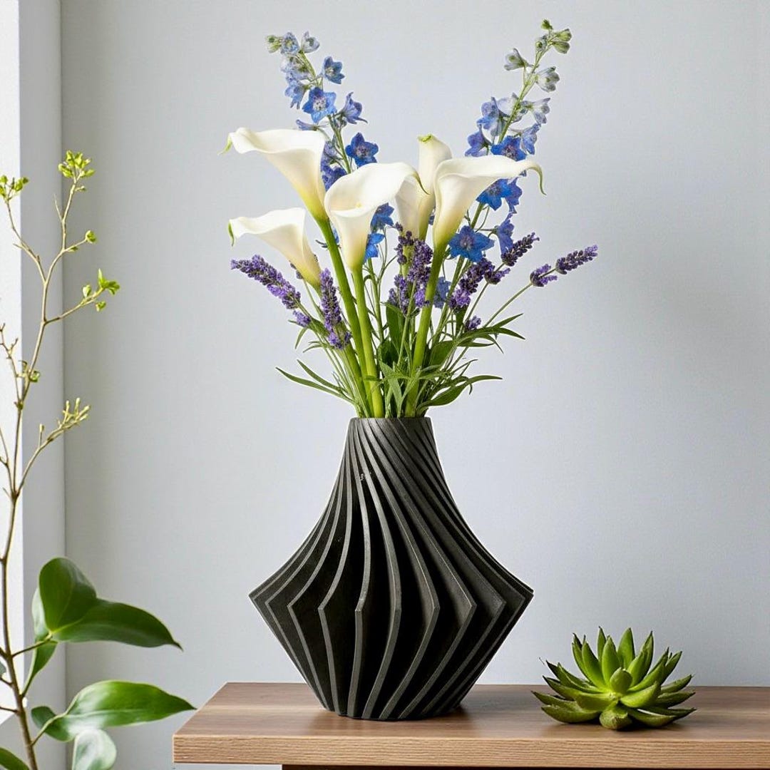 Modern Spiral Vase PLA 3D Printed Geometric Centerpiece 7-9 Inch ...