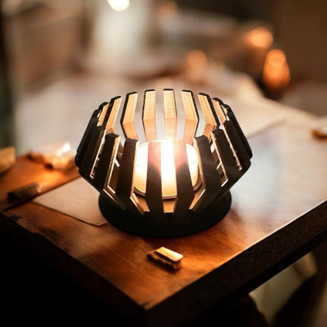 3D Printed Slatted Tealight Holder – Modern Shadow Play Decor - Etsy
