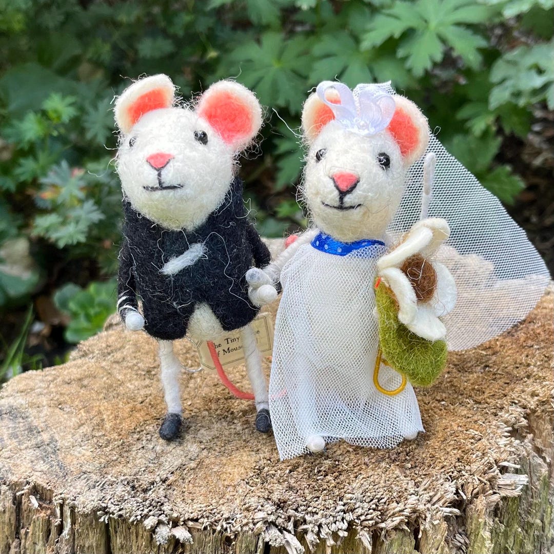 Needle Felt Mice Wedding Cake Topper: Handmade Bride & Groom Gift ...