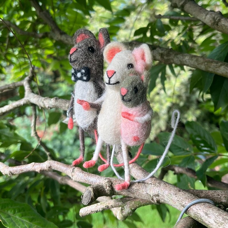 Hand Crafted Needle Felt Family of Mice New Baby Gift, Congratulations ...