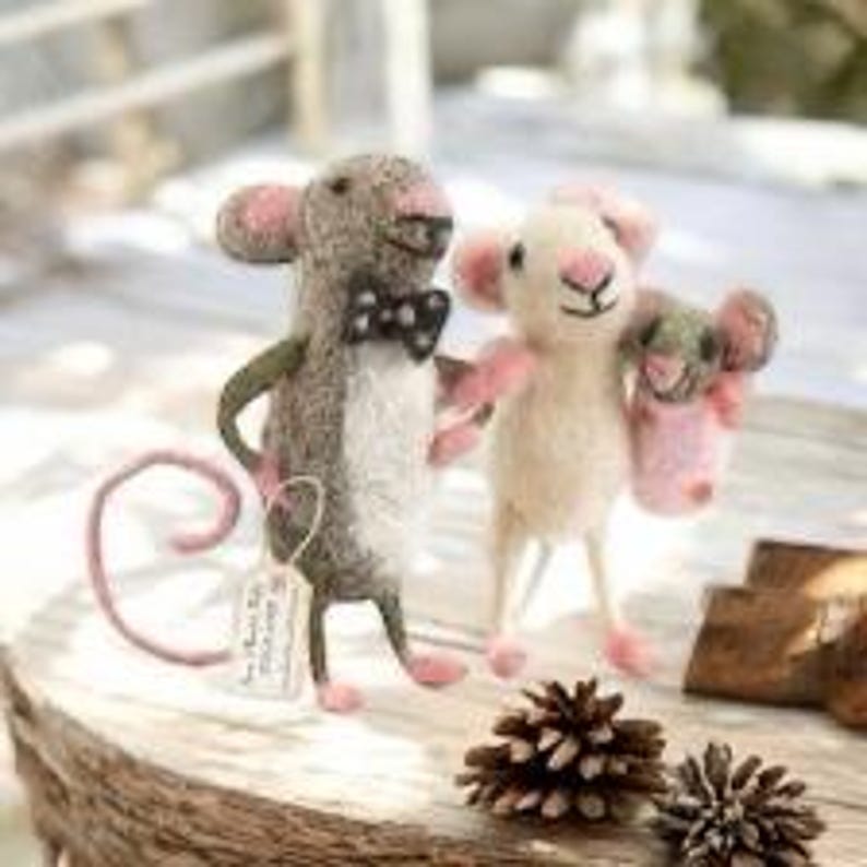 Hand Crafted Needle Felt Family of Mice New Baby Gift, Congratulations ...