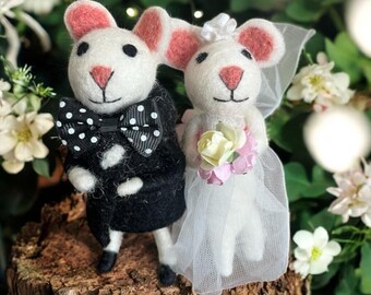 Felt Mice Wedding Cake Topper - Mouse Cake Topper - Handmade Bride ...